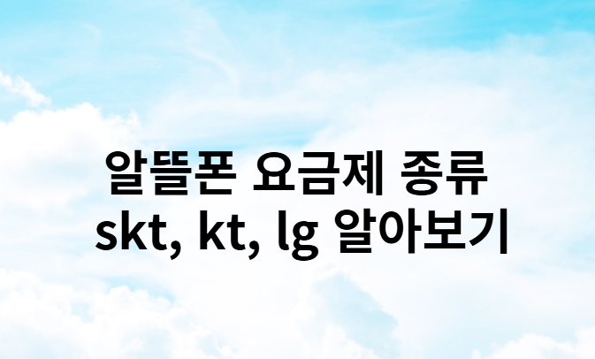 알뜰폰 요금제 종류 skt kt lg 5g lte 알아보기