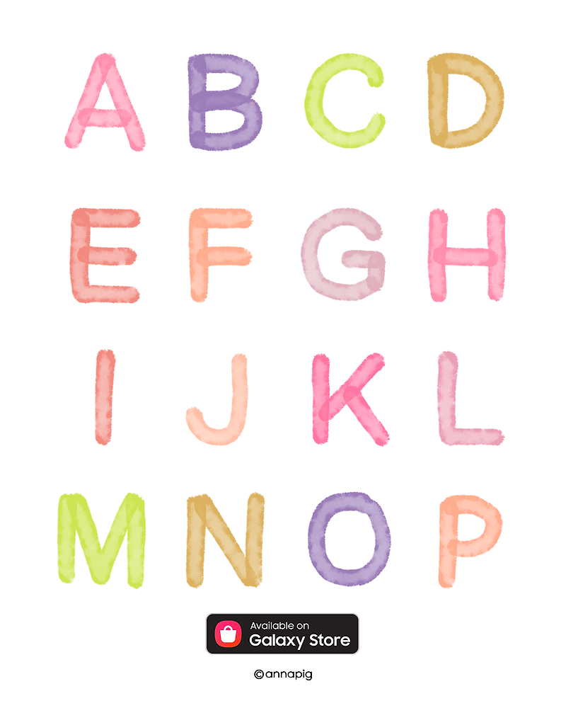 [Galaxy Stamp] Watercolor Alphabet Stamp｜워터컬러 알파벳 스탬프