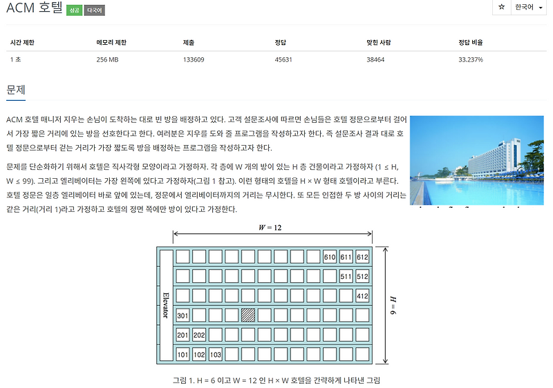 [백준 / C++] 10250. ACM호텔