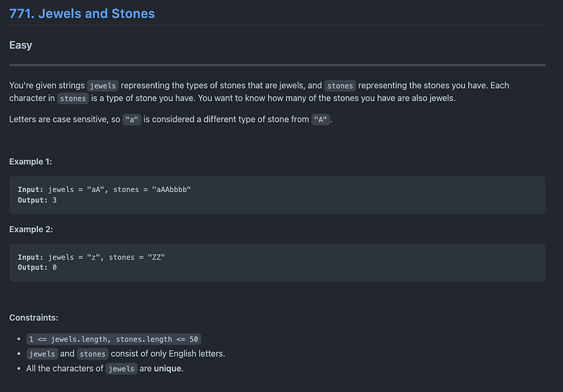 [algorithm] leetcode 771 - Jewels and Stones (파이썬)