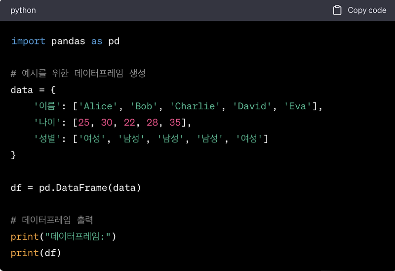 df.iloc 정의, df.iloc 예시