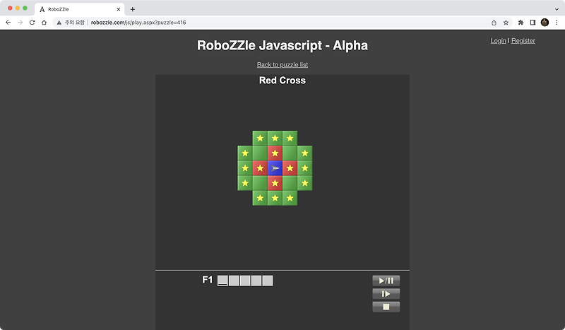 [Robozzle] 로보즐 풀이 [32] | 416 - Red Cross — 켜켜이 쌓이다