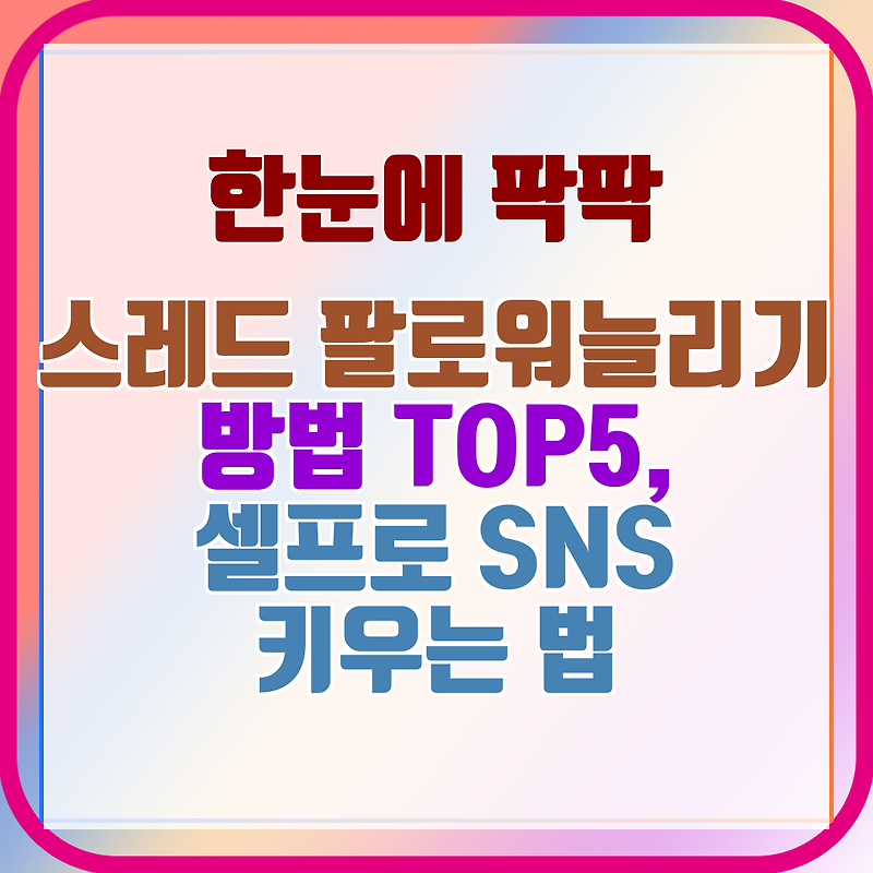 스레드 팔로워늘리기 방법 TOP5, 셀프로 SNS 키우는 법 [챕터]