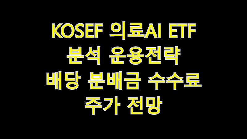 KOSEF 의료AI ETF 분석 운용전략 배당 분배금 수수료 주가 전망 - YK경제연구소