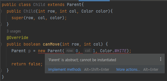[Java] 'Parent' is abstract; cannot be instantiated