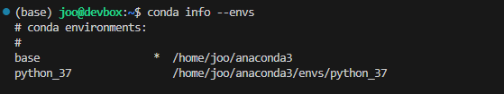 아나콘다 가상환경 리스트 확인방법 (conda info --envs )