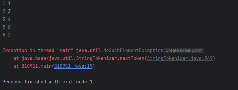 [백준] 10951번 A + B - 4 - JAVA :: 의지박약 백수