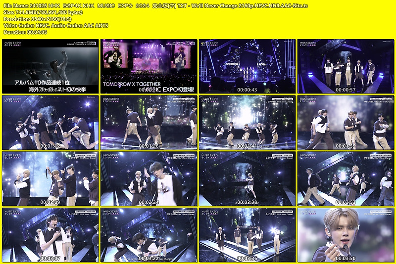 241026 NHK BSP4K NHK MUSIC EXPO 2024 完全版 TXT Cut