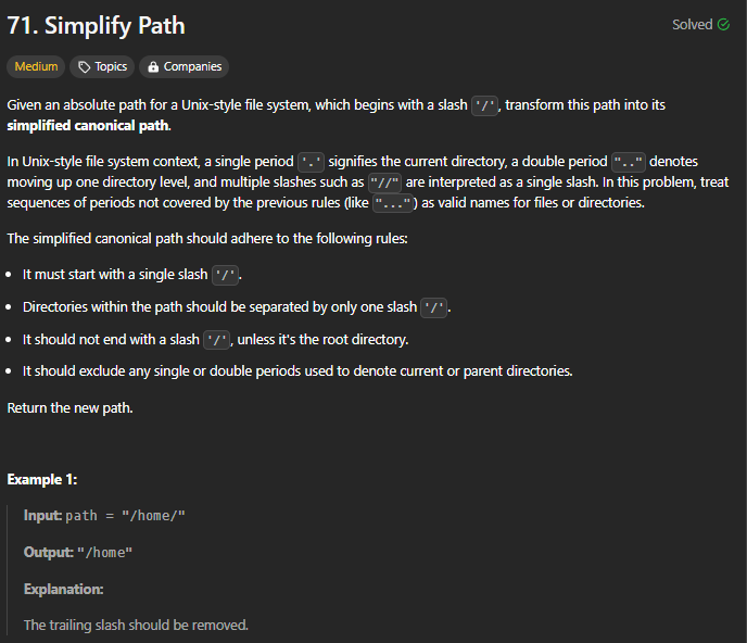 [Stack][Medium] 71. Simplify Path