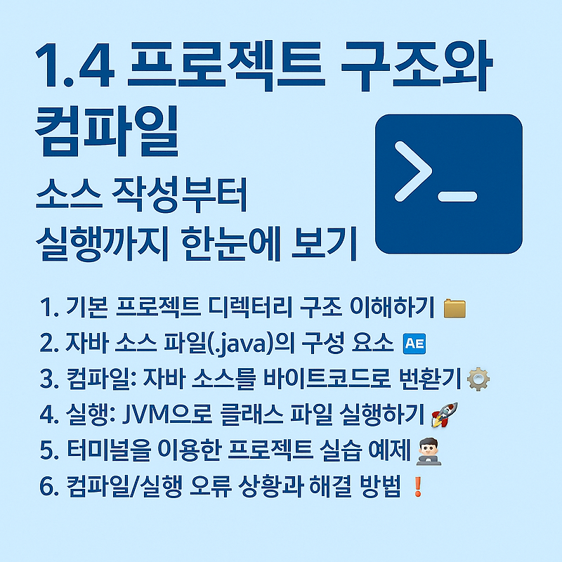 [FirstJava] 1.4 프로젝트 구조와 컴파일: 소스 작성부터 실행까지 한눈에 보기 :: firstcodingNet