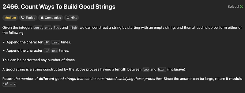 2466. Count Ways To Build Good Strings
