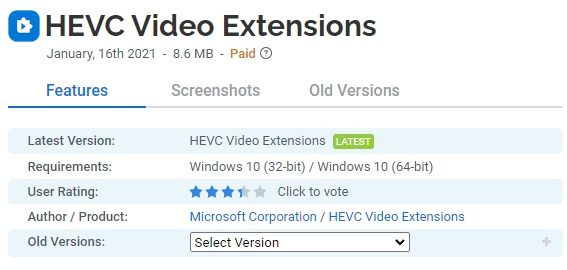HEVC Video Extensions 무료 다운로드