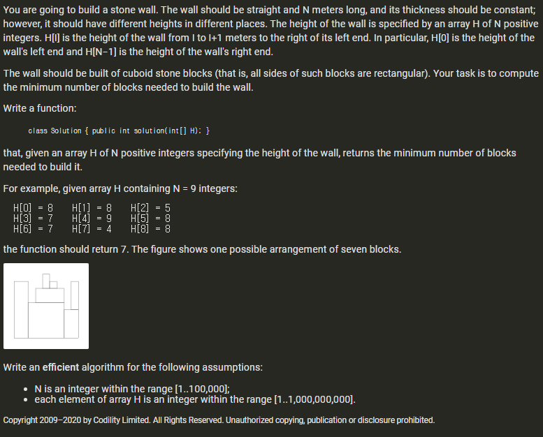 StoneWall (Codility) - Java