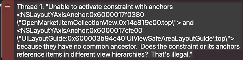 [iOS] Unable to activate constraint with anchors Error