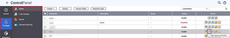 QNAP NAS 계정 비활성화 방법 :: Benjamin's Note