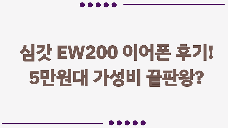 심갓 EW200 이어폰 후기! 5만원대 가성비 끝판왕?