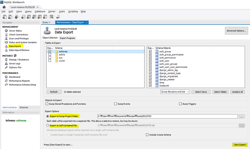 Mysql Workbench로 import/ export 하기 (데이터 내보내기, 데이터 가져오기)