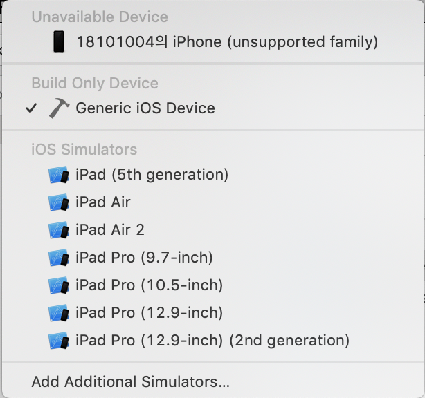 Xcode unsupported family