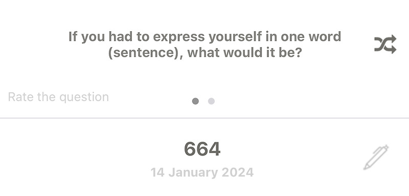 Question Diary 240114SUN: Q664