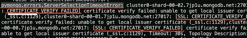 [Python]Pymongo certificate verify failed