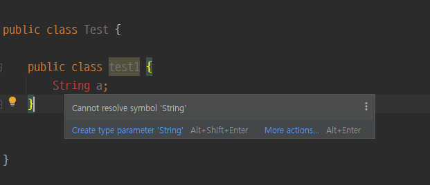 인텔리제이 Cannot resolve symbol 'String' 에러 해결방법