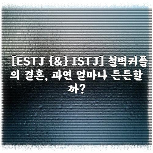 [ESTJ & ISTJ] 커플의 결혼, 과연?