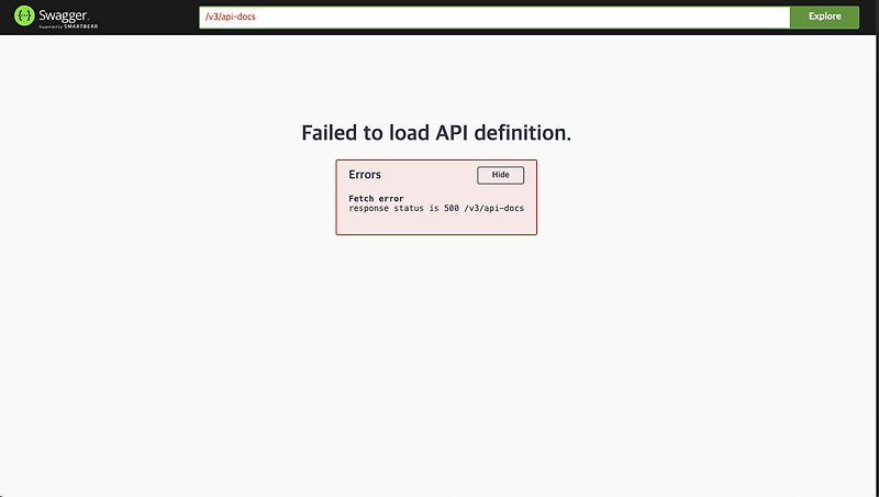 response status is 500 /v3/api-docs - Swagger UI에서 Validation 어노테이션 사용 시 500 오류 발생 — 개발일기