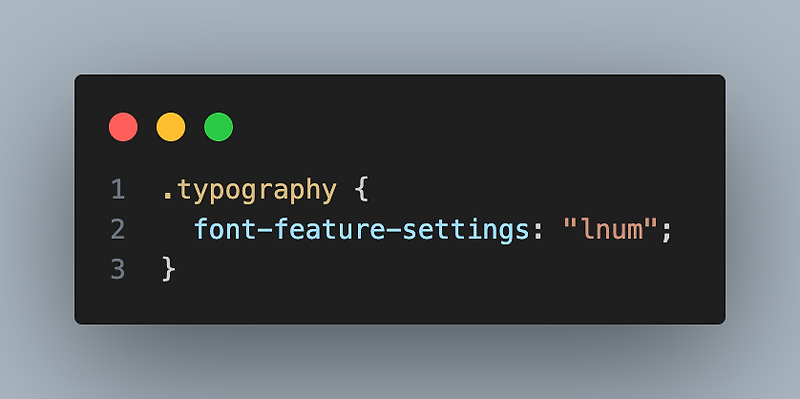 font-feature-settings