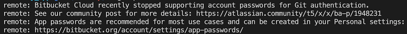 [Solved]Bitbucket Cloud recently stopped supporting account passwords for Git authentication ...