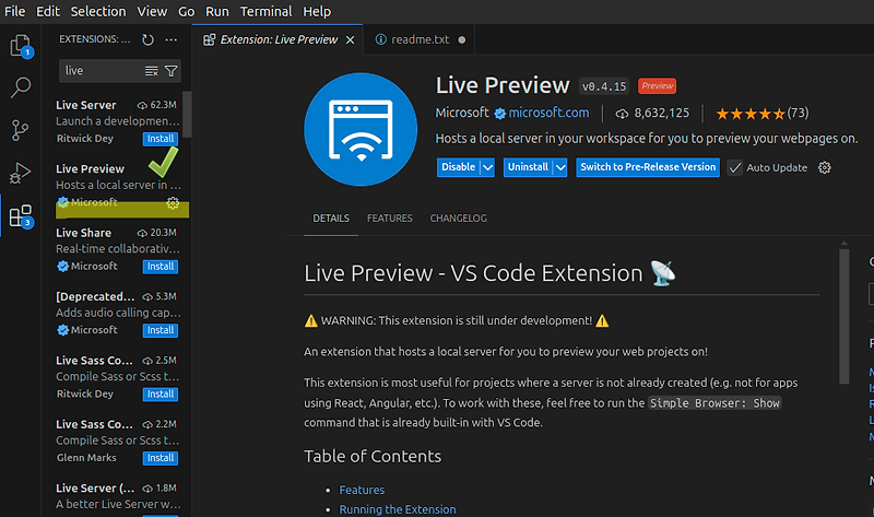 Live Preview : VSCode에서 HTML 파일 미리 보기를 위한 Extension