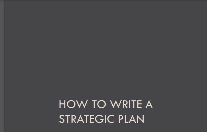 HOW TO WRITE A STRATEGIC PLAN