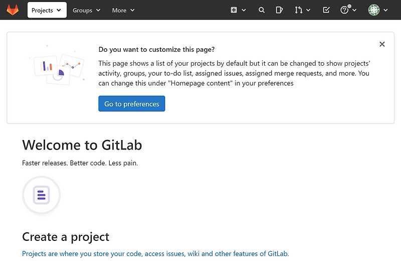 gitlab에서 group, project 생성하기