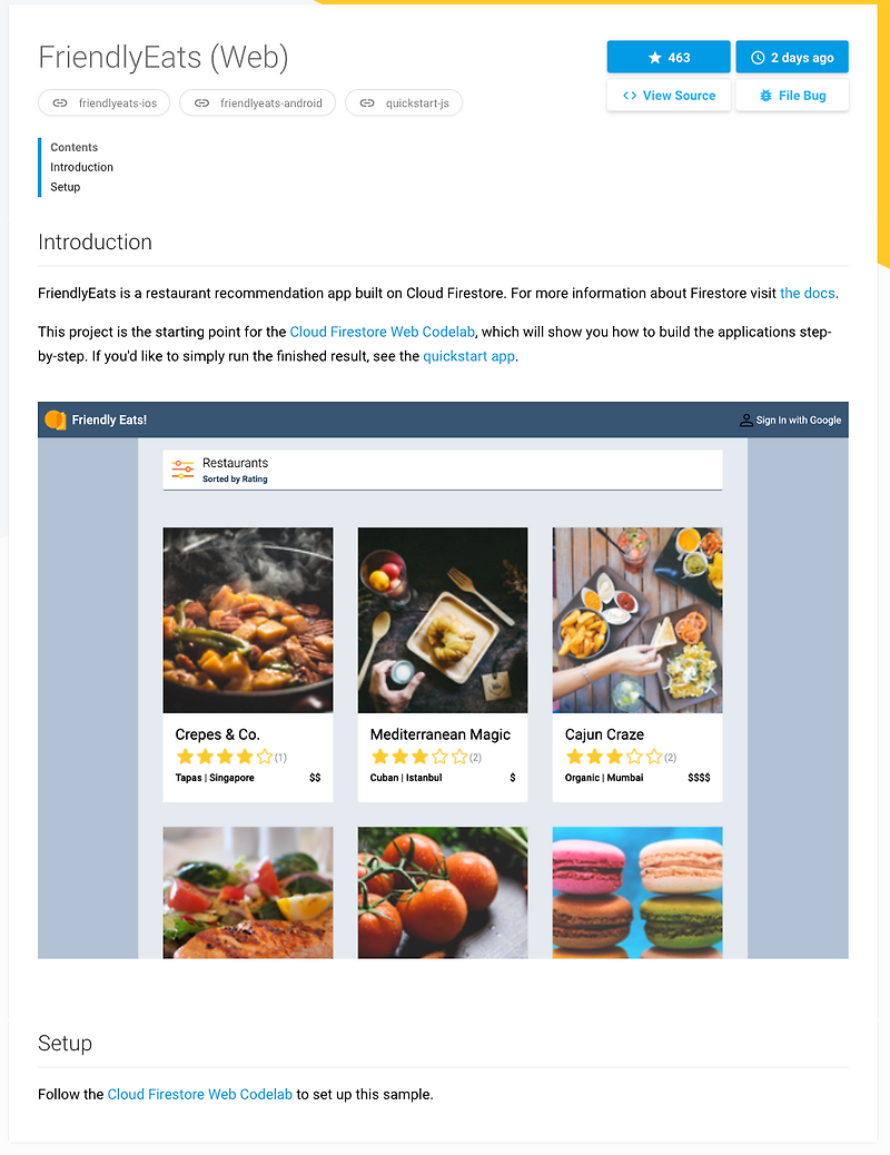 Firebase 공식 웹 샘플 (FriendlyEats) 시작 :: developer-study