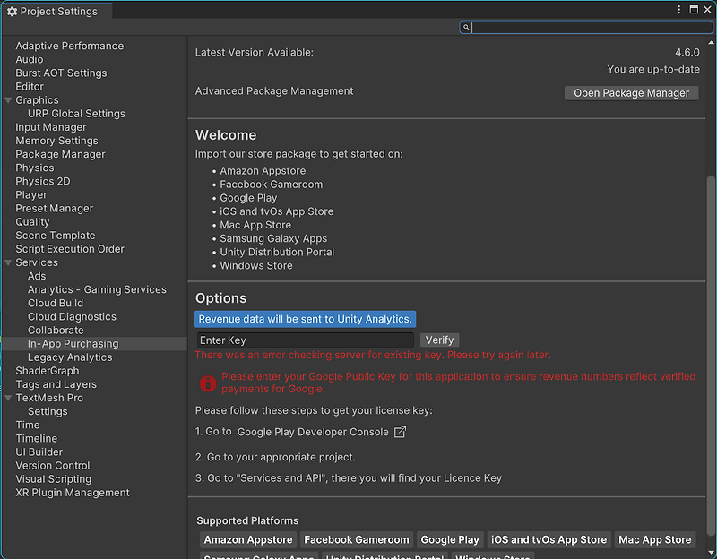 [Unity] Google Play Store와 Unity In-App Purchase 연결 (구글 개발자 콘솔 라이선스 찾기)