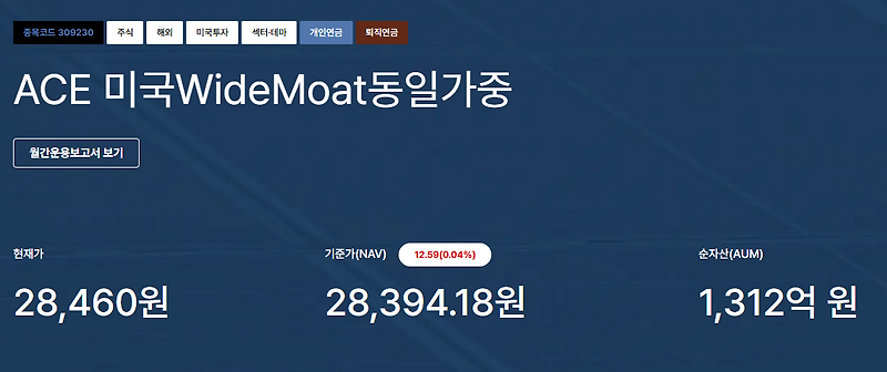 [ETF정리] ACE 미국WideMoat동일가중