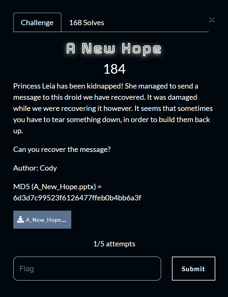 [Space Heroes CTF] - [for] A New Hope write up