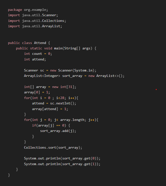 백준 5597 과제 안 내신 분..? (Java)