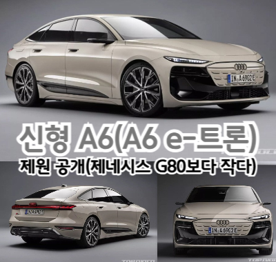 신형 A6(A6 e-트론) 제원 공개(제네시스 G80보다 작다)