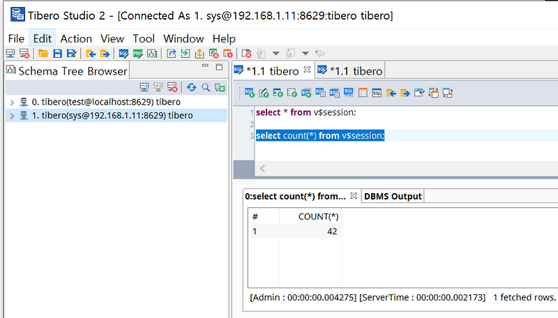 [TIBERO] 세션 수 확인