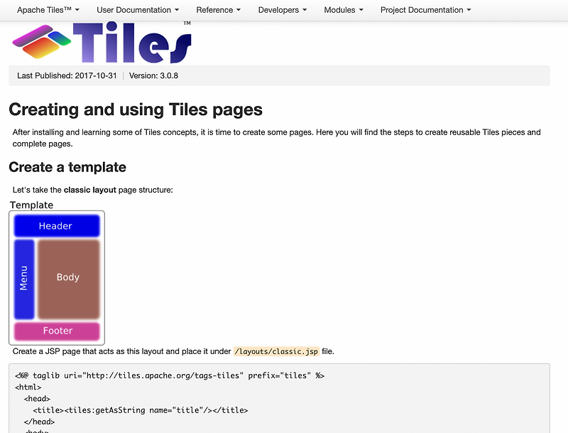 Spring 에서 Tiles framework 쉽게 사용하기