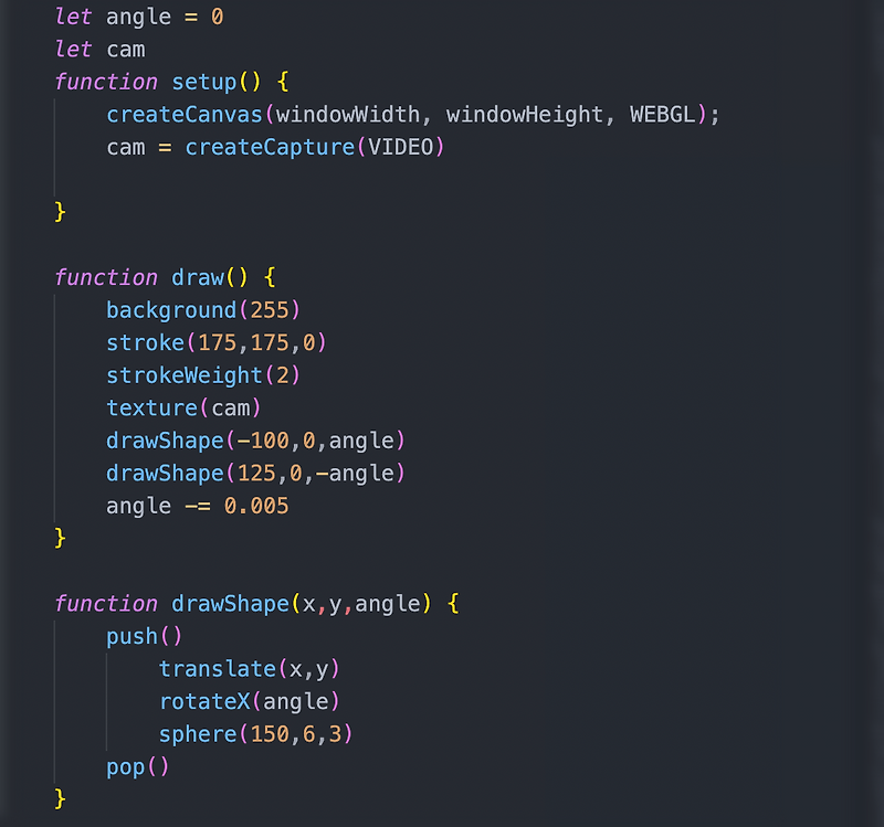 p5.js // texturing with camera