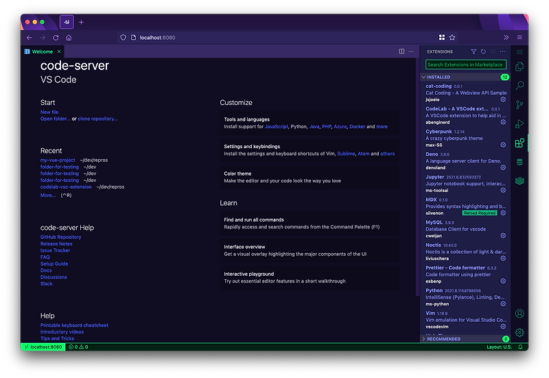 [code-server] 군대에서 나만의 컴퓨터 만들기 :: JOONLOG