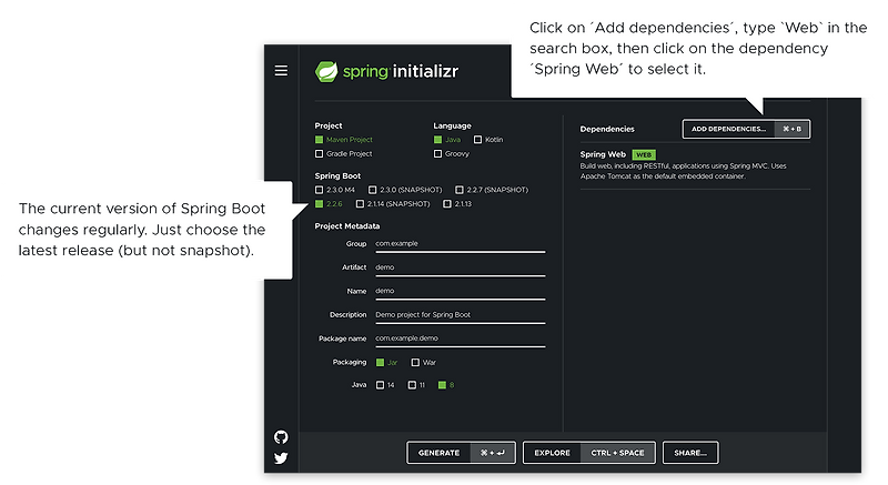 spring (boot) quick start 막혔던 것 - 쉬움