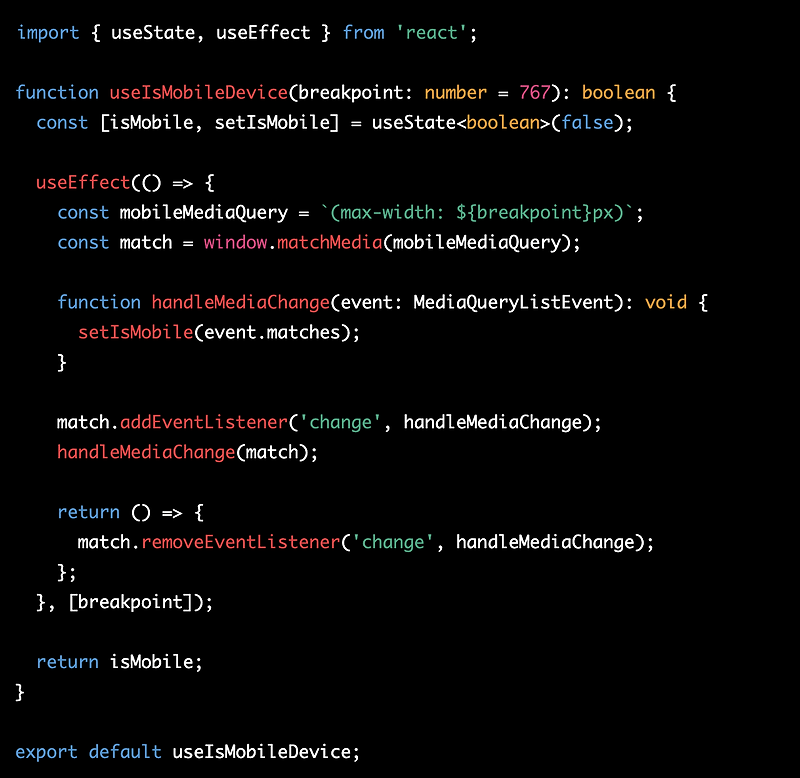 [event] window.matchMedia - mobile detecting: 모바일 확인 하기 + React Hook