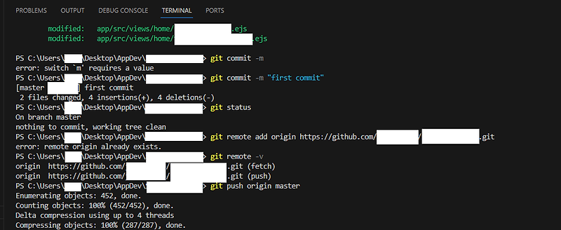 git push, clone via GITHUB