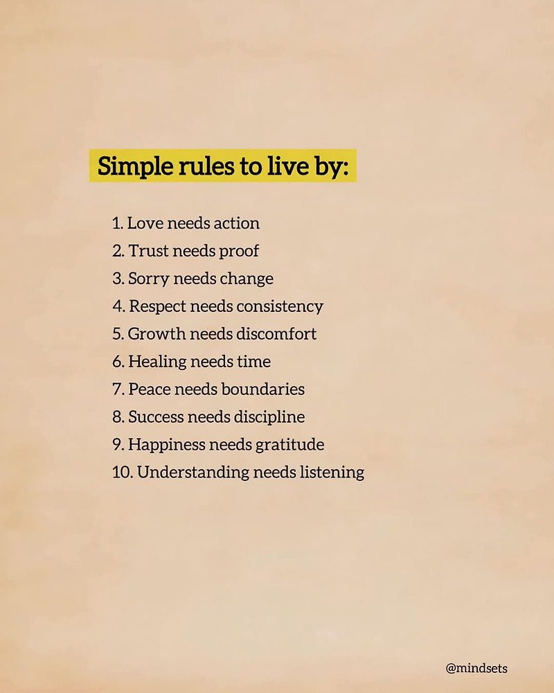 Simple rules to live by: