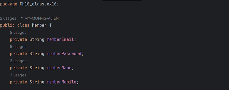 Override , Overloading , 필드만들때 기본 구성