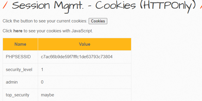 Session Mgmt. - Cookies (HTTPOnly)
