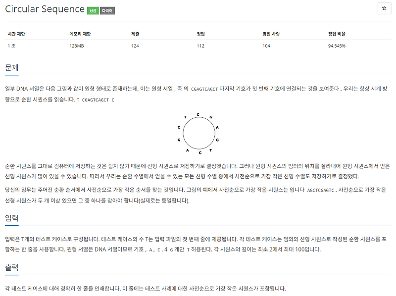 [백준/파이썬] 8965번 Circular Sequence