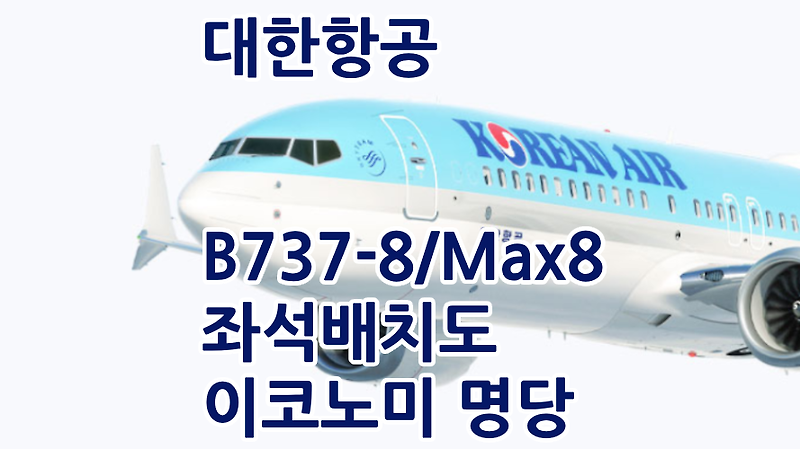 [대한항공 B737-8/Max8] 좌석추천 및 좌석배치도 (이코노미석 명당자리)
